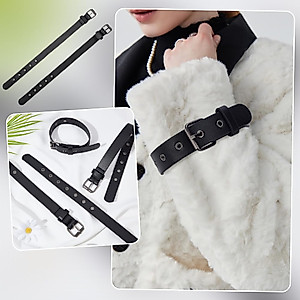 FINGERINSPIRE 4 Pcs Traditional Kilt Extender Straps Leather Cuff Belt Buckles 0.9x16 inch Black PU Leather Adjustable Belt with Metal Square Buckle Women's Belt for Coat Jacket Dress Bags DIY Craft