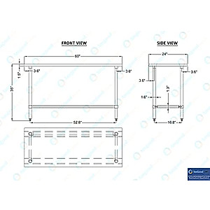 24" x 60" Open Base Stainless Steel Work Table | Residential & Commercial | Food Prep | Heavy Duty Utility Work Station | NSF