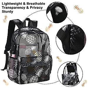 CAMTOP Mesh Backpack for Girls Semi-TransparentSee Through Sturdy Bookbag Casual Daypack for School Beach Swim Work Gym