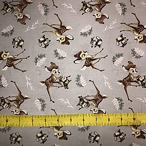 Springs Creative Products Disney Bambi & Thumper Toss Gray 100 Percent Cotton Fabric Sold by The Yard. , 44 Inches