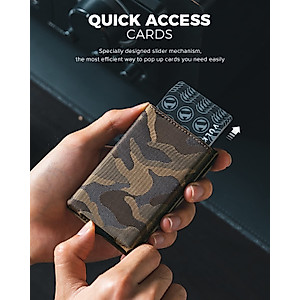 VULKIT Pop Up Wallet for Men, Credit Card Holder Minimalist Slim Bifold Wallets RFID Blocking with Gift Box Desert Camouflage