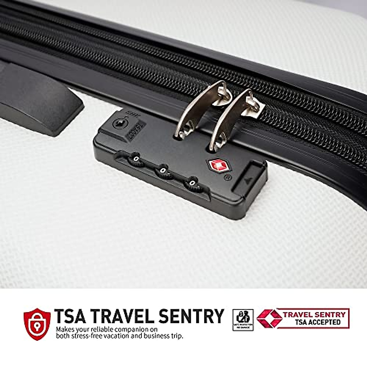 GinzaTravel 3-Piece Luggage Set with TSA Locks, Expandable, and Friction-Resistant in white - Includes 20", 24" & 28" Spinner Suitcases