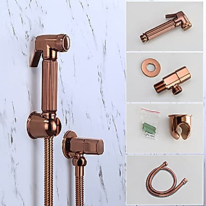 MINJING Bidet Sprayer Kit for Toilet Rose Gold Single Handle Bidet Tap Sprayer Wall Mounted Cold Water Faucet Single Hole Bathroom Bidet Shower