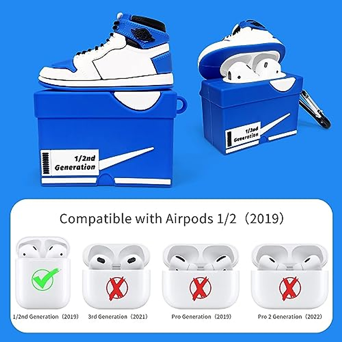 3D Basketball Shoes Box Case Compatible with Airpod 2nd Generation, Cute Case for Airpods 2nd/1st Generation, Cool Funny Case for Airpods 2nd/1st Generation with Keychain