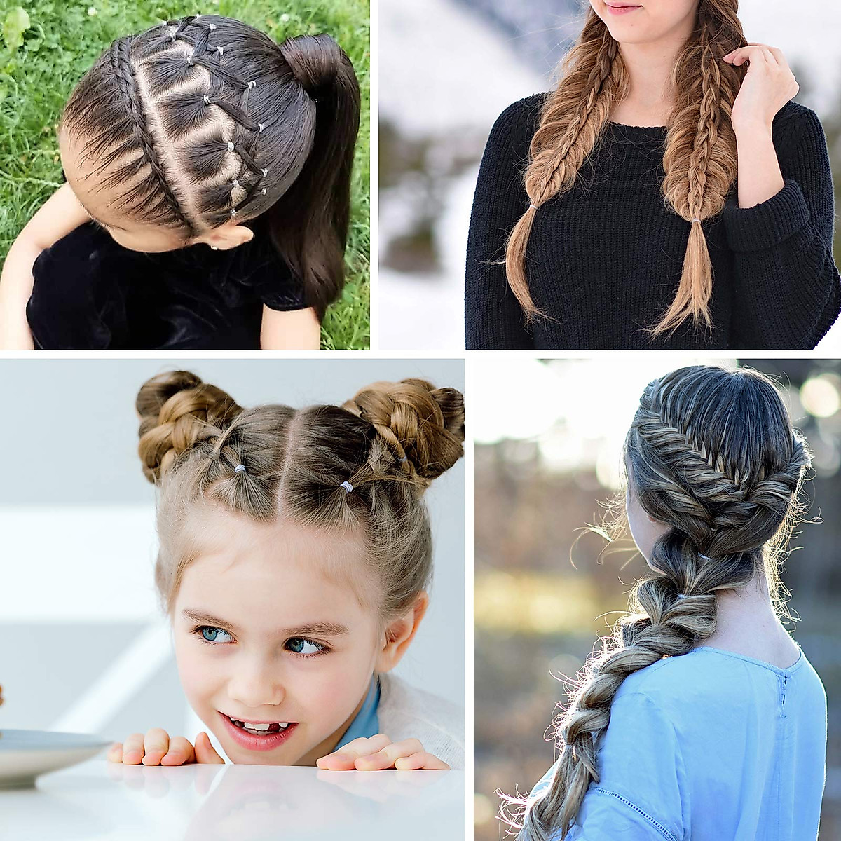 EAONE Clear Elastic Hair Rubber Bands, 1500pcs No Damage Mini Hair Ties Small Tiny Ponytail Holder, Hairstyling Accessories for Women Girls, 20mm in Diameter and 2mm in Width