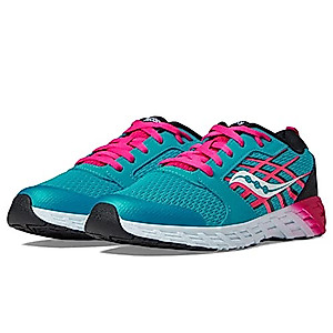 Saucony Wind 2.0 Running Shoe, Turq/Pink/Black, 4.5 US Unisex Big Kid