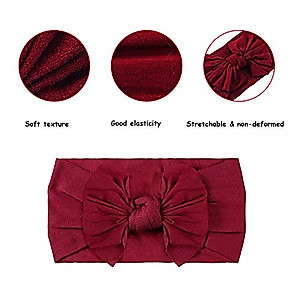 5 Pairs Baby Girl Knit Knee Sock with 5 Pieces Bowknot Headband (Small,Multicolored)