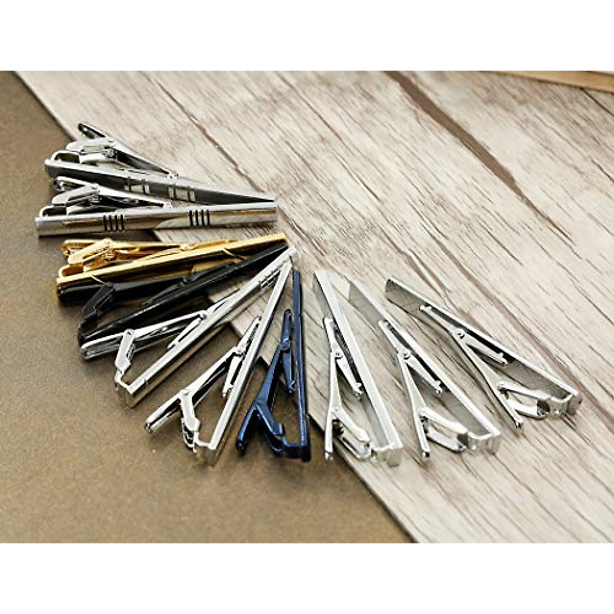 YADOCA Tie Clips for Men Tie Bar Clip Black Silver-Tone Gold-Tone for Wedding Business with Gift Box