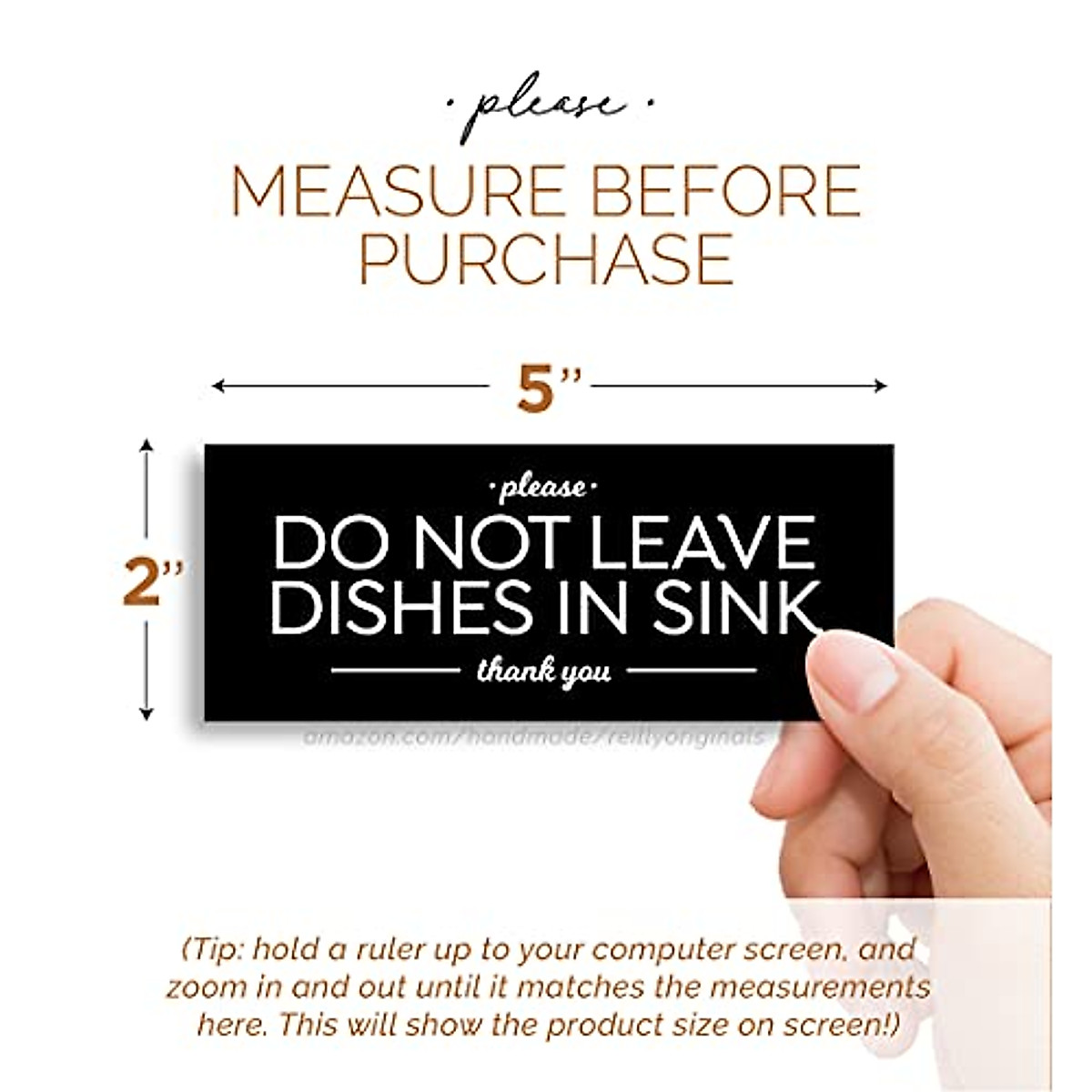 Reilly Originals 2x5 Inch Please Do Not Leave Dishes in Sink Sign ~ Ready to Stick ~ Premium, Durable