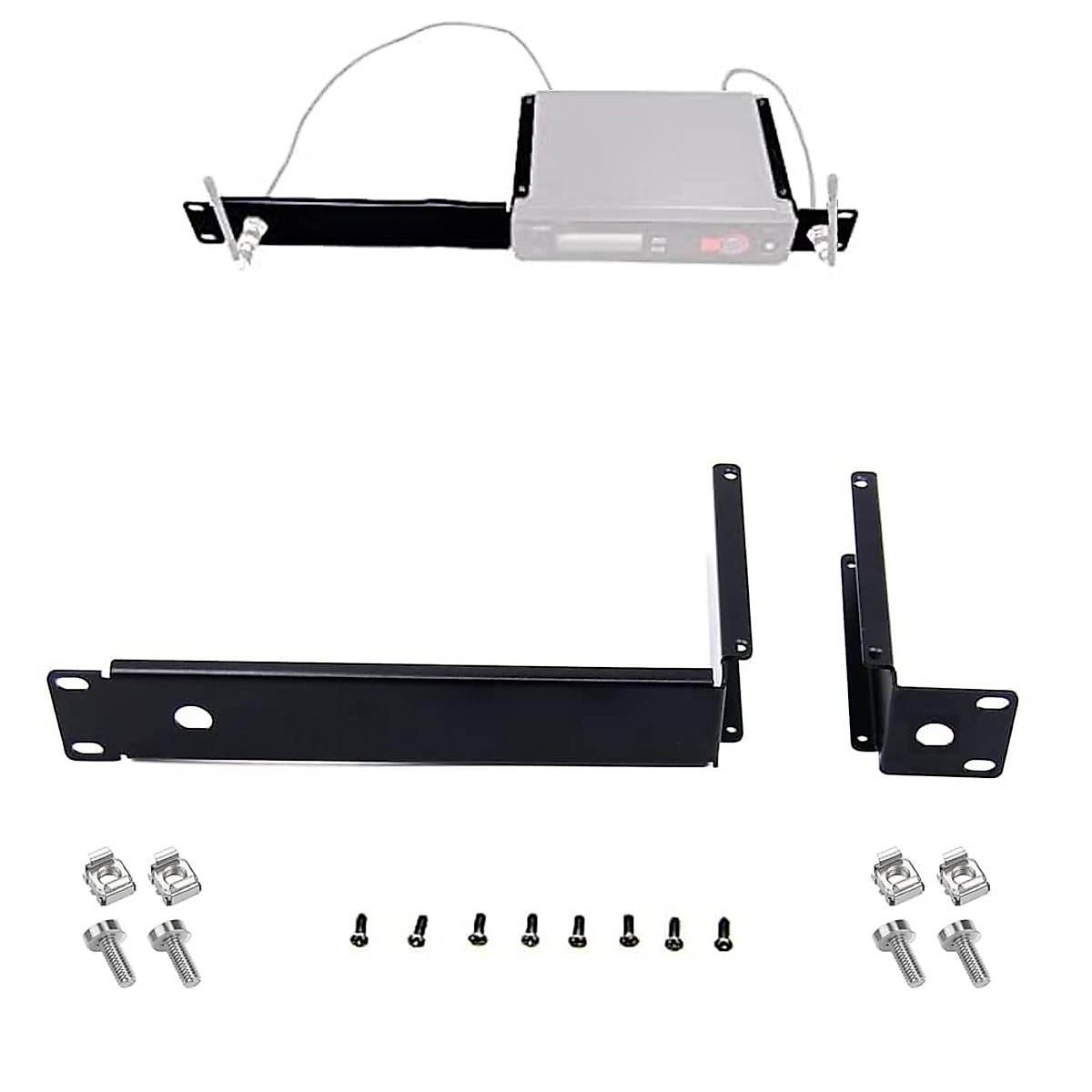 Antenna Distributor Bracket Hardware Kit for Mounting Shuer SLX4 SLXD4 Wireless Microphone Single Receiver on 19'' Audio Rack Case (for 1 Receiver)