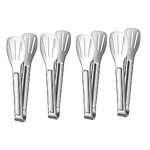 CALLARON 4pcs Stainless Steel Grill Tongs Stainless Steel Tongs Korean BBQ Tongs Candy Buffet Metal Food Tongs Salad Tongs for Serving Chef Tongs Ice Tube Tongs Kitchen Tongs Serving Clips