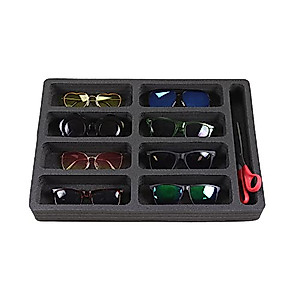 Polar Whale Sunglasses Drawer Organizer Tray Insert for Home Bedroom Bathroom Vanity Dresser Counter Table Waterproof Washable Black Foam 8 Compartment 12.6 x 17.9 Inches