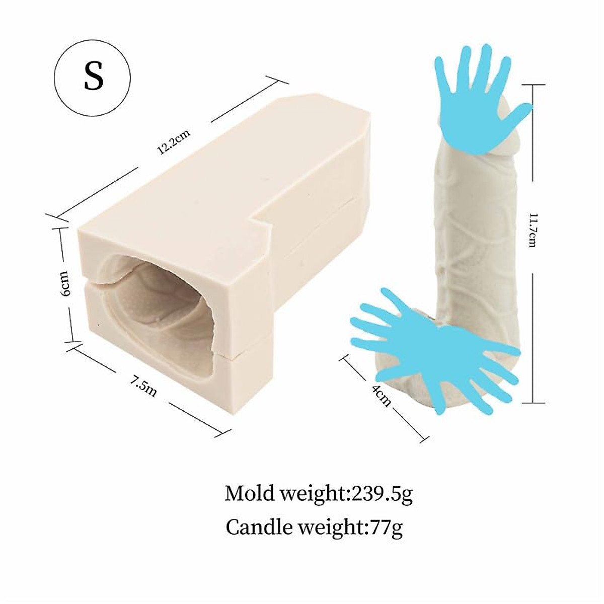 TOPYS Human Organ Body Silicone Resin Mold, Penis Candle Mold, Funny Arts Crafts Shape Figure 3D Mould, Naked Clay Soap Mould for Resin Plaster (S)