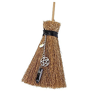 Halloween Mini Broom DIY Handmade Simulation Wizard Branch Broom Model Pendant Jewelry Making Accessories for Kids Khaki