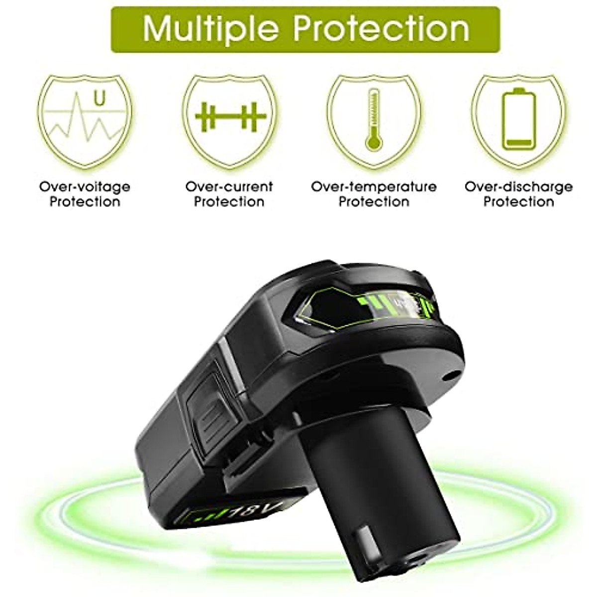 POWTREE Upgraded 3800mAh 2Packs 18v Battery Replacement Compatible with Ryobi 18V Battery ONE+ P102 P103 P105 P107 P108 P109 Cordless Power Tools Drills