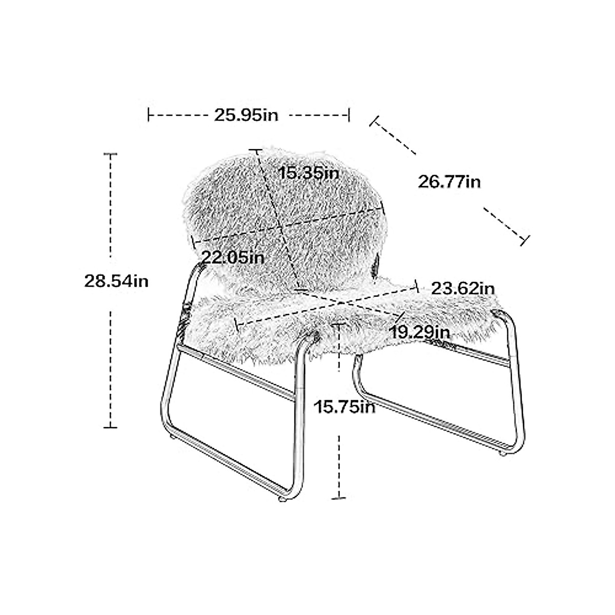 HOMEFUN Accent Chair - Modern Industrial Slant Armchair with Metal Frame - Premium High Density Soft Single Chair for Living Room Bedroom