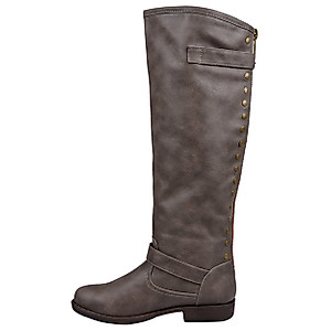 Journee Collection Women's Spokane Stacked Heel Riding Boots - Taupe