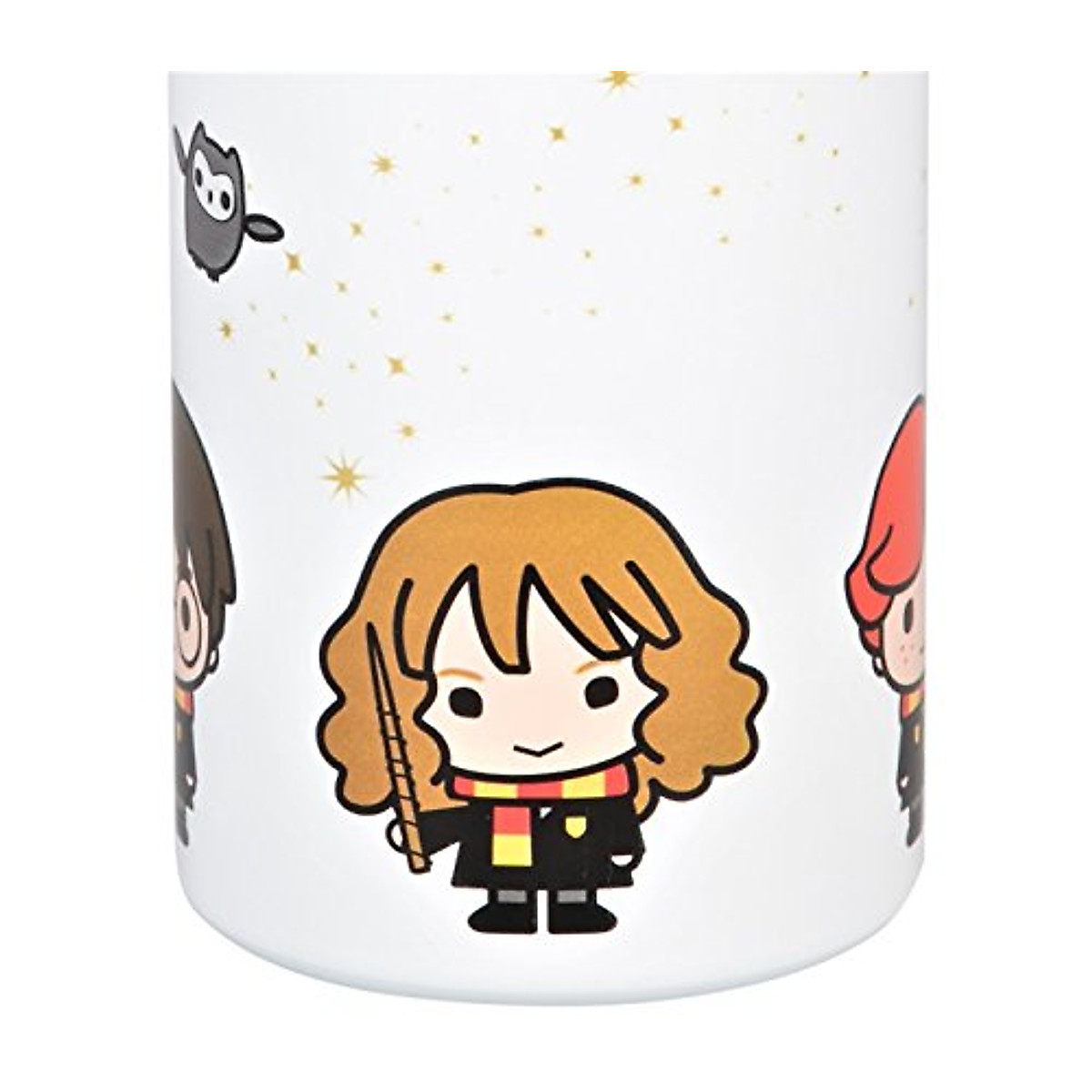 Harry Potter Stainless Steel Water Bottle Thermos - White with Harry, Ron and Hermione Chibi Character Design - Double Wall Insulated - 550ml
