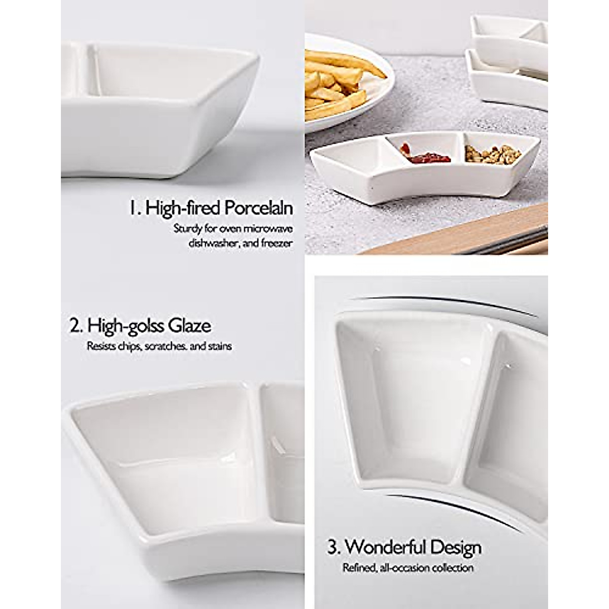 DELLING Ceramic Dipping Bowls/Dipping Sauce Bowls Set - 3 Oz Dipping Sauce Dishes- Small Sauce Cups/Bowls for Sushi, Tomato Sauce, BBQ or Other Dinner - Great for Different Sauce and Dip, Set of 5