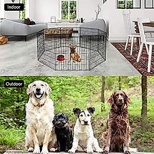 BestPet 24 Tall Foldable Dog Playpen Crate Fence Pet Kennel Play Pen Exercise Cage 8 Panel Black