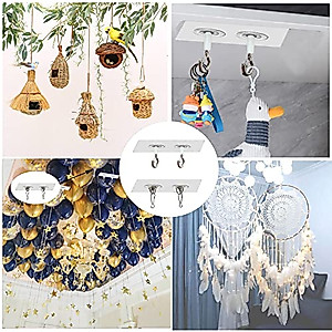 Adhesive Ceiling Hooks,Damage Free Ceiling Mounted Hooks Transparent Wall Sticky Hooks Safety Buckle Design for Hanging Wind Chime Lights Decorations Paper Craft 6 Pack (Set A)