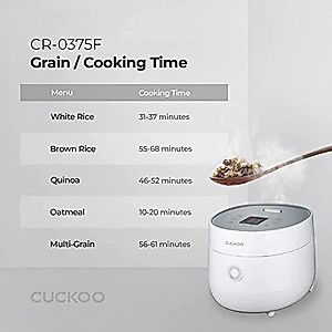 CUCKOO CR-0375F | 3-Cup/0.75-Quart (Uncooked) Micom Rice Cooker | 10 Menu Options: Oatmeal, Brown Rice & More, Touch-Screen, Nonstick Inner Pot | White