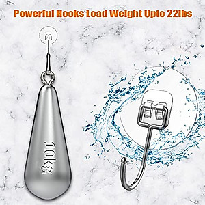 NetCan Adhesive Hooks for Hanging, 22 lbs Heavy Duty Self Adhesive Wall Hooks(Large Size), Sticky Wall Hangers Without Nails for Ceiling Bathroom Kitchen Door(12 Pack)