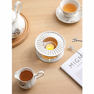 Teapot Warmers Ceramic Teapot Warmer Coffee and Milk Tea Warmer Tea Set(with Candle Hold)