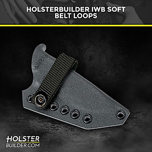 HolsterBuilder IWB Soft Belt Loops - Holster Accessories with Dot Cap for Better Security - Heavy-Duty Holster Clip Works with 1.5" & 1.75" Belts - Kydex & Sheath Belt Loops with Hardware Kit (Pair)