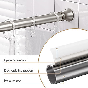 Amazer Spring Tension Curtain Rod - 54-90 Inches Rust-Resistance Shower Curtain Rod Bathroom Rod, Nickel