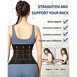 Reamphy Waist Trainer Corset Women Workout Trimmer Sweat Sports Girdle Belt Body Shaper (Black,L)