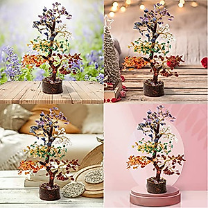 Handcrafted Healing Crystal Bonsai Tree - Feng Shui Chakra Tree with 300 Wooden Beads for Positive Energy and Balance - Perfect Home/Desk Decor and Reiki Good Luck Crystal Gifts by Karma Pledge