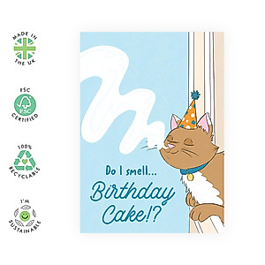 CENTRAL 23 Cat Birthday Cards For Fur Mom And Dad - Do I Smell Birthday Cake - Funny Gifts For Men Women - Greeting Cards For Pet Owners - Come With Fun Stickers