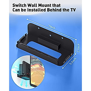 ZAONOOL Wall Mount for Nintendo Switch and Switch OLED, Wall Mount Kit Shelf Stand Accessories with 5 Game Card Holders and 4 Joy Con Hanger, Safely Store Your Switch Console Near or Behind TV (Black)