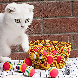 Bepets 12PCS Foam Balls for Cats, Colorful Rainbow Ball Cat Toy Sponge Ball Cat Toy Ball Soft Pet Ball Toy for Cat Puppy Kitty