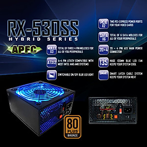 Raidmax Power Supply with Fan RX-530SS, Black/Blue