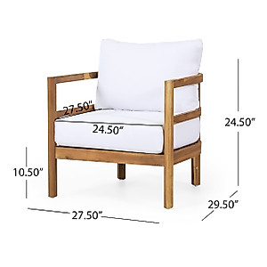 Christopher Knight Home Ellendale Club Chair, White + Teak