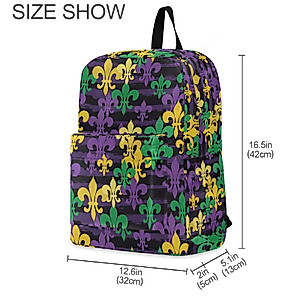 ZzWwR Mardi Gras Carnival Fleur De Lis Polyester Computer Backpack Large Daypack for Business Sport Travel School Bookbags