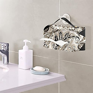 Fustylead Brown Paisley Tissue Box Cover, Rectangle PU Leather Tissue Case for Tabletop, Bathroom, Car, Office