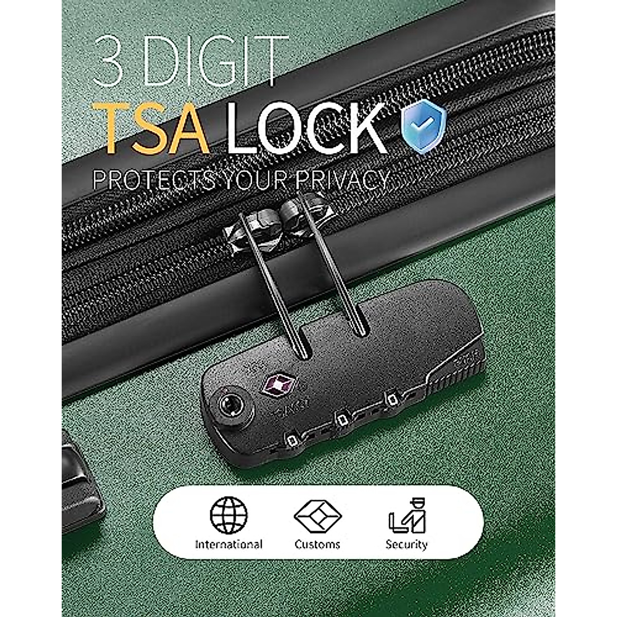 Zitahli Carry on Luggage, Expandable Luggage Suitcase, PC Hard Case Luggage with TSA Lock Spinner Wheels YKK Zippers, 20in (Green)