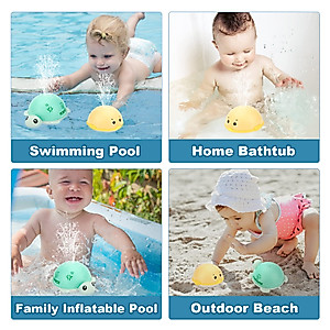 OENUX Baby Bath Toys,Spray Water Bath Toys for Toddlers,Light Up Bathtub Toys with LED Light,Auto Induction Sprinkler Swimming,Pool,Bathroom,Shower Water Toys for Infant,Boys,Girls Kids Age 1-3