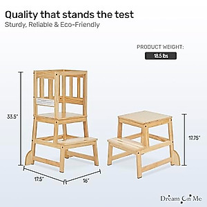 Dream On Me 2-in-1 Funtastic Tower and Step Stool, Easy to Assemble, Multi-Purpose Stool with Non-Toxic Paint Finish, Made of Solid Pinewood, Natural