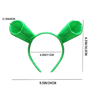 6 Pieces Green Ears Headbands Halloween Head Wrap Hair Accessories Cute Hair Band for Adult Kids Halloween Party Celebration Cosplay Decoration