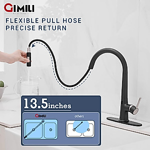 GIMILI Touchless Black Kitchen Faucet with Pull Down Sprayer, High Arc Single Handle Motion Sensor Smart Activated Hands-Free Kitchen Sink Faucet