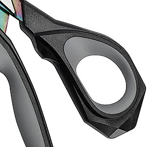 QMVESS Premium Fabric Scissors 9.5 Inch Heavy Duty Scissors All Purpose Titanium Coating Forged Stainless Steel Sewing Scissors, Ergonomic Comfort Grip Shears, for Fabric Leather Carpet (Blue Black)