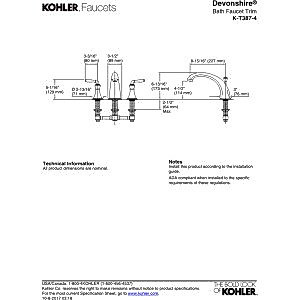 Kohler K-T387-4-2BZ Devonshire Deck Mount Bath Faucet Trim, Oil Rubbed Bronze
