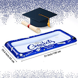 Treela 2 Pack Blue Congrats Graduation Inflatable Cooler, Serving Bar, Ice Chest, BPA Free