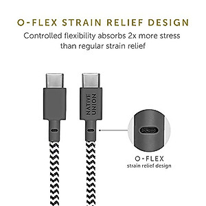 Native Union Type-C Belt Cable - USB-C to USB-C 4ft Ultra-Strong Charging Cable Compatible with iPad Pro 2018-21, iPad Air 5, Microsoft Surface Go 3, Google Pixel 6, Samsung Galaxy S22 (Zebra)