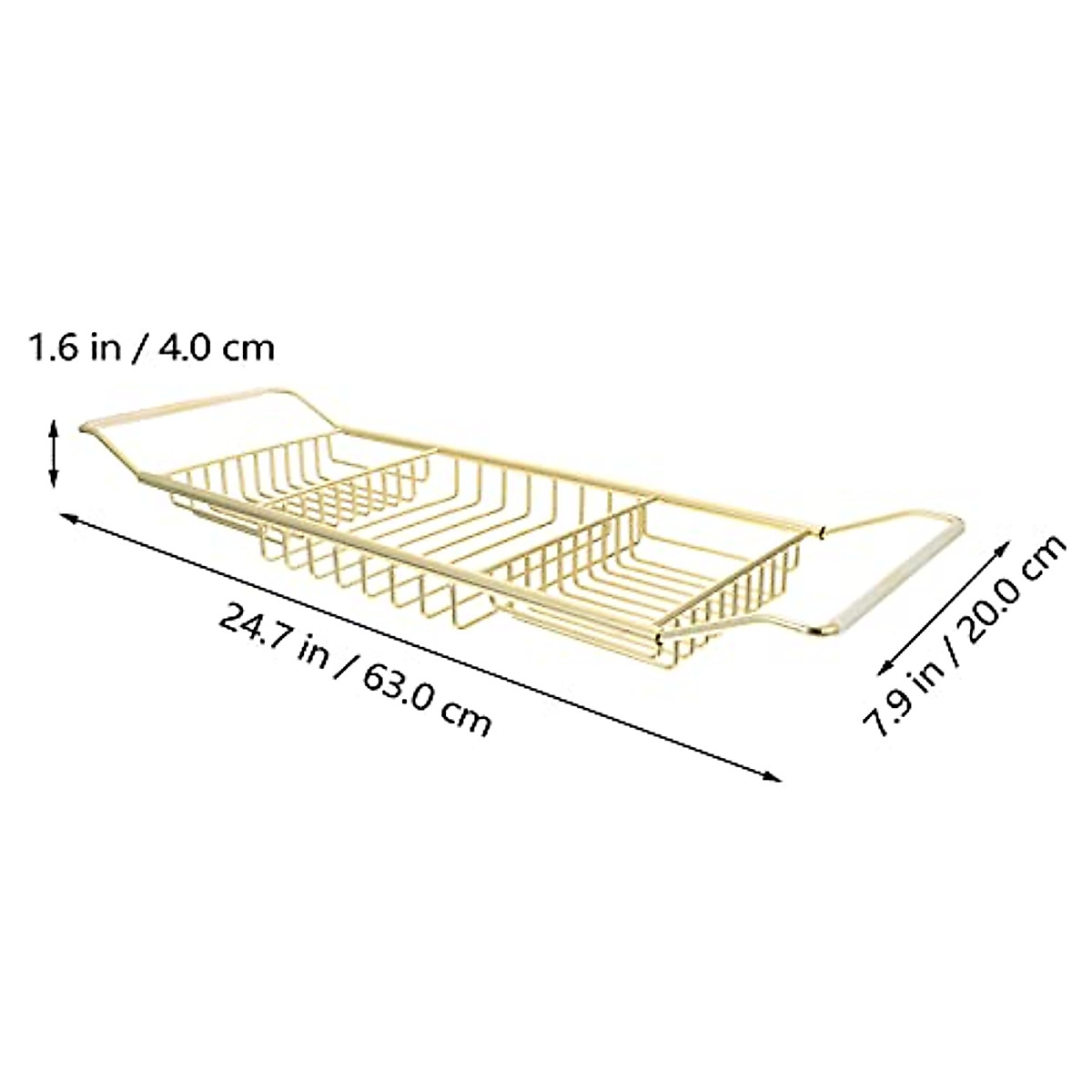 STOBOK Bathtub Tray Expandable Stainless Steel Over Bath Tub Racks Bathroom Shelf Organizer for Home Gold