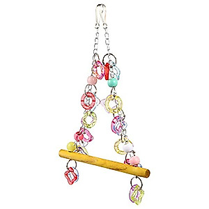 Pet Bird Swing Hanging Chewing Toy Parrot Stand Cage Swing Garden Decoration for Budgie Parakeet Cockatiel Conure Canary Finch